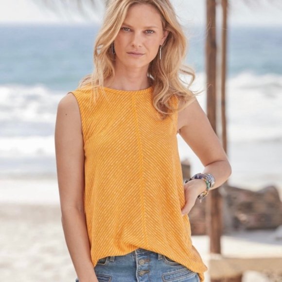 Sundance | Tops | Sundance Yellow Mary Kate Striped Linen Sleeveless ...